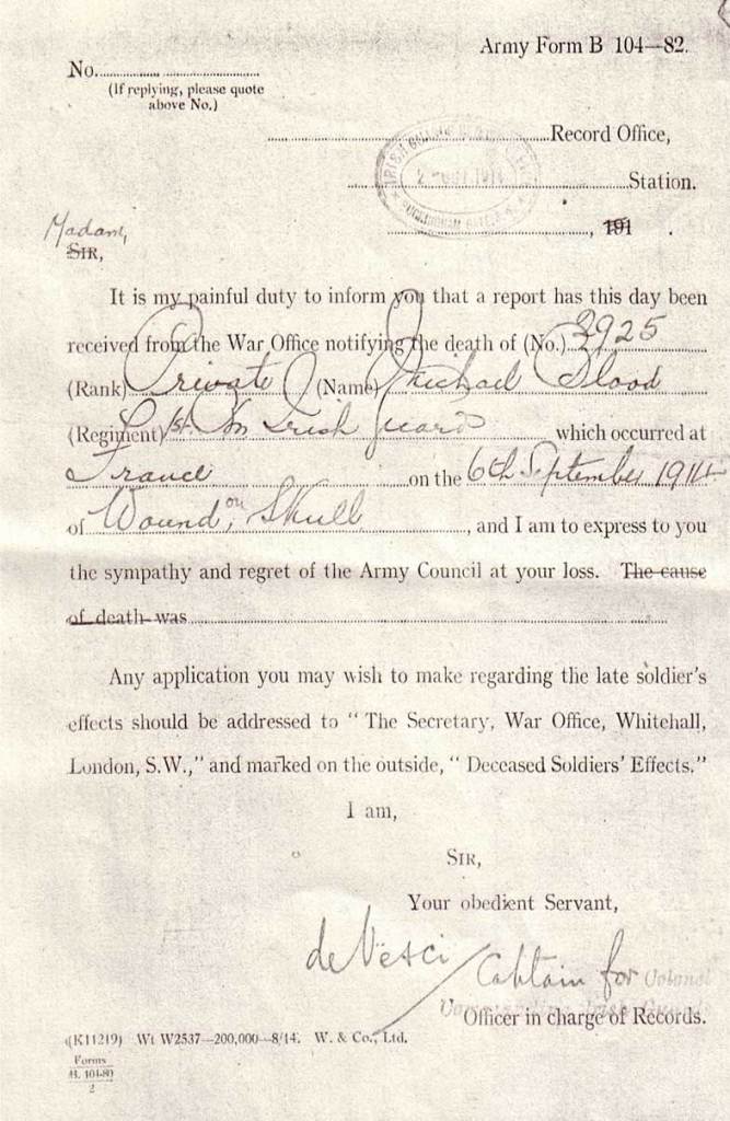 Army-Form-B-Michael-Blood » Connaught Rangers Association